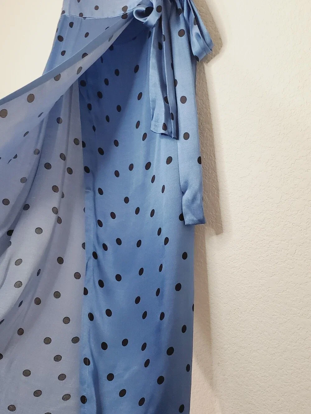 Zara | Skirts | Zara Blue Polka Dot Side Wrap Viscose Midi Skirt S ...